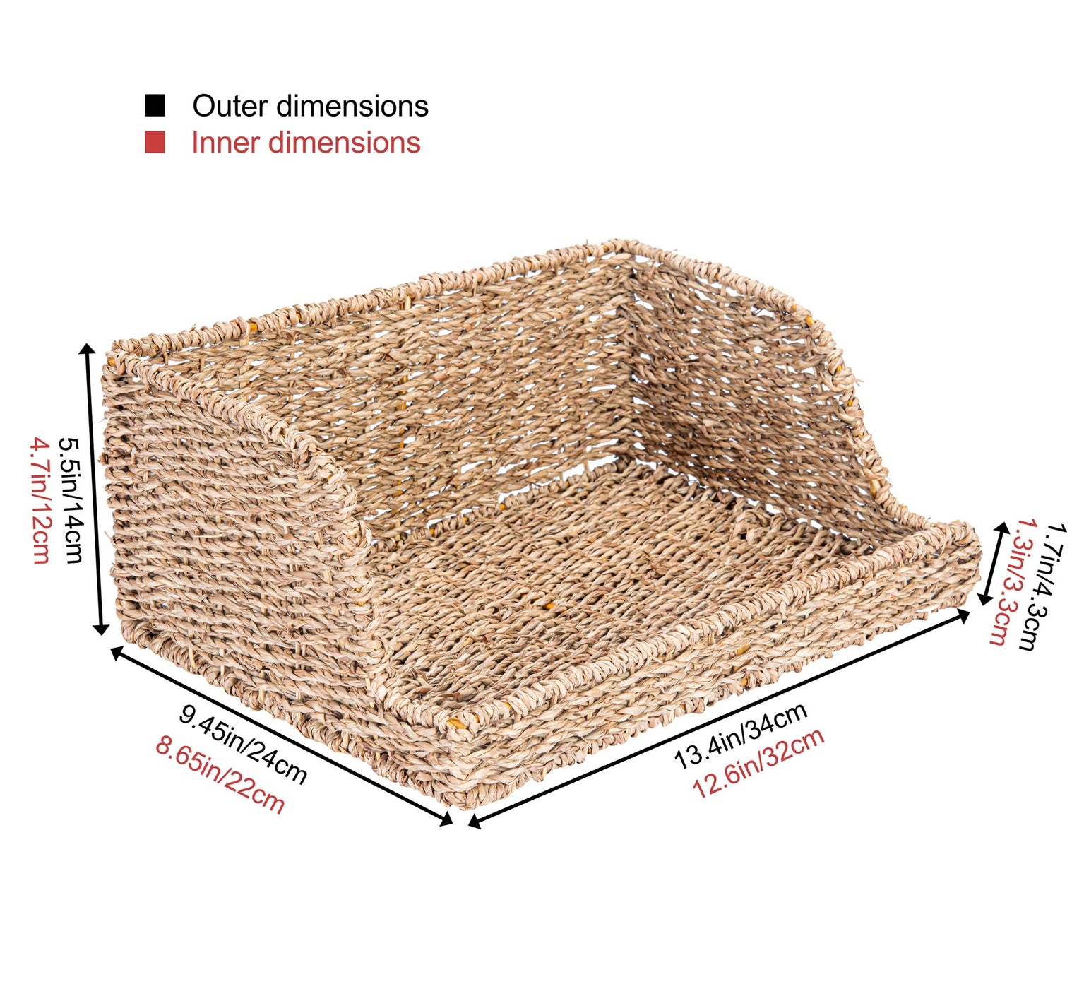 Set of 2 Large Seagrass Open-Front Baskets for Kitchen — Vatima Home