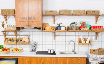 Set of 2 Large Seagrass Open-Front Baskets for Kitchen — Vatima Home