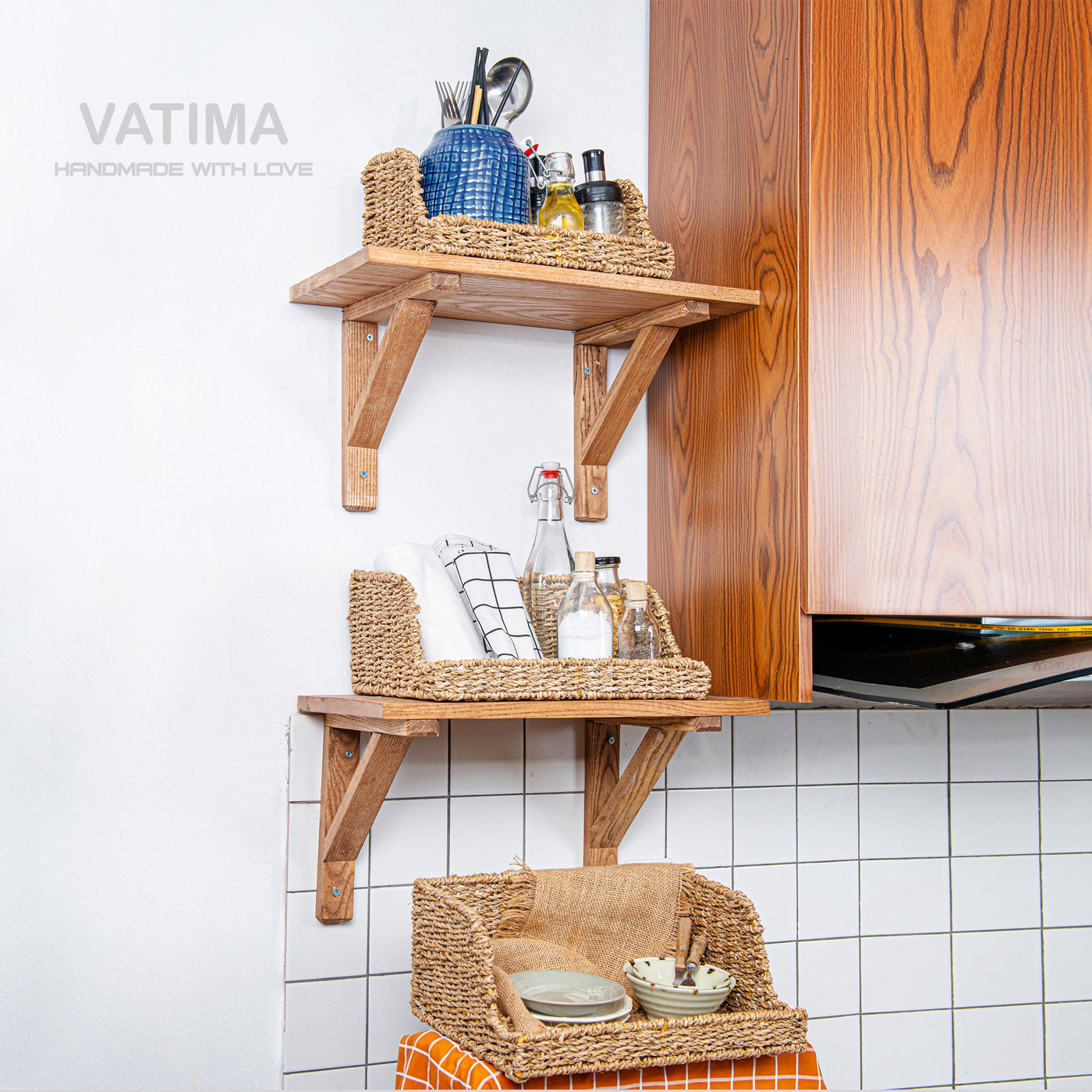 Set of 2 Large Seagrass Open-Front Baskets for Kitchen — Vatima Home